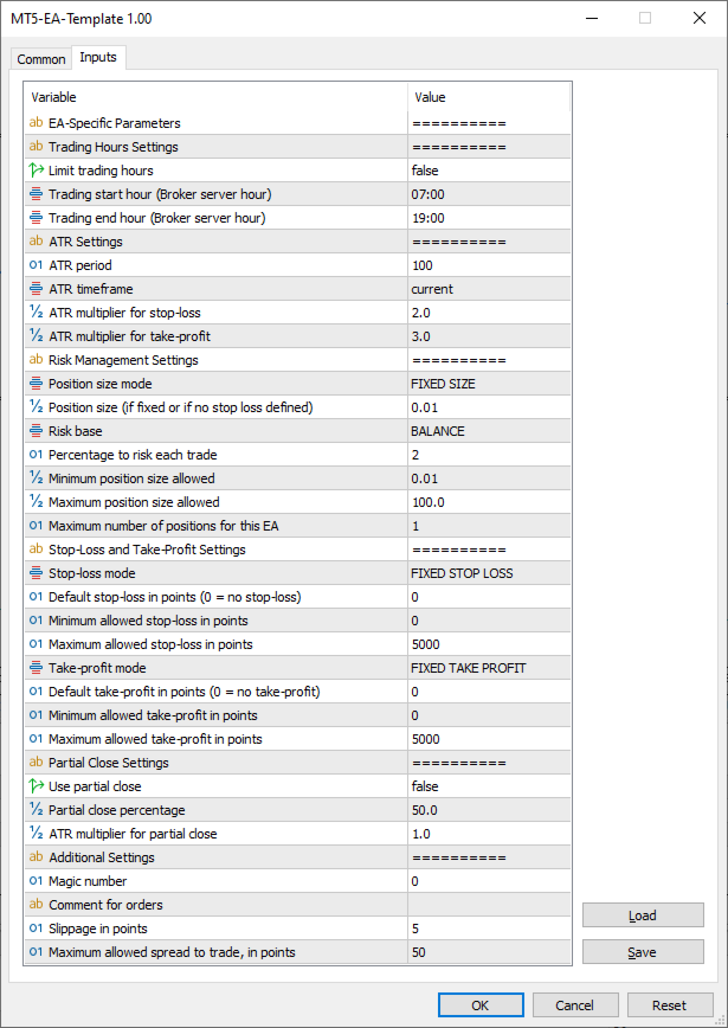 MT5 Expert Advisor Template